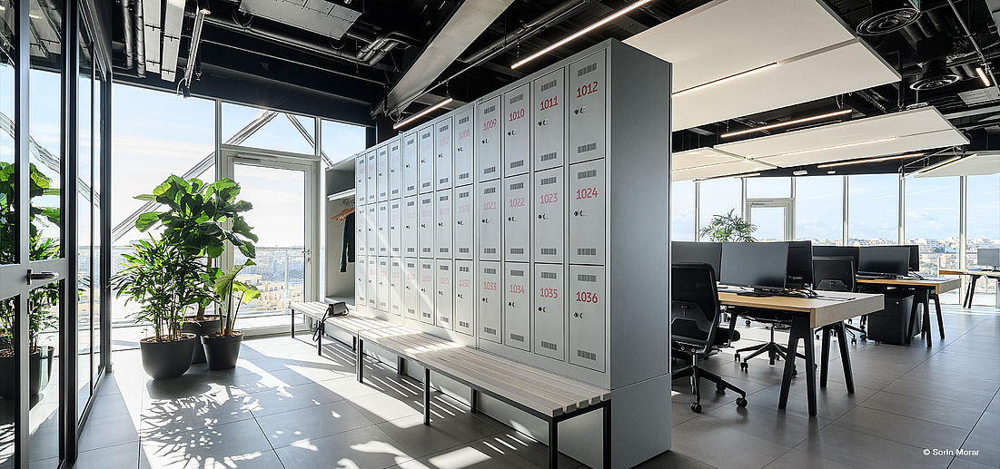 Office lighting with slim black luminaires by Luxsystem