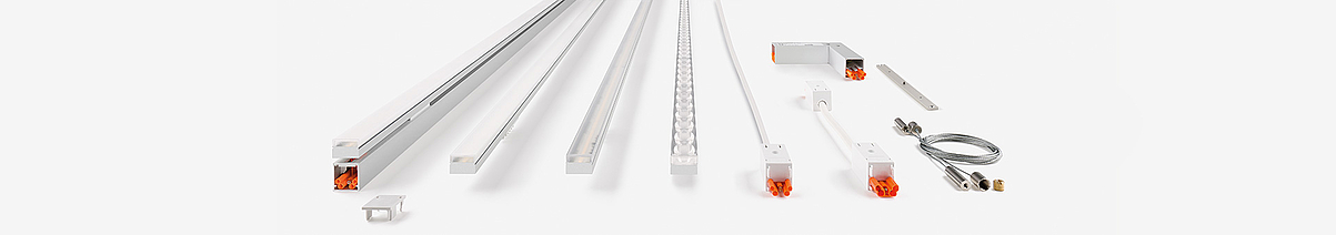 LED lighting with system accessories for the office and museum